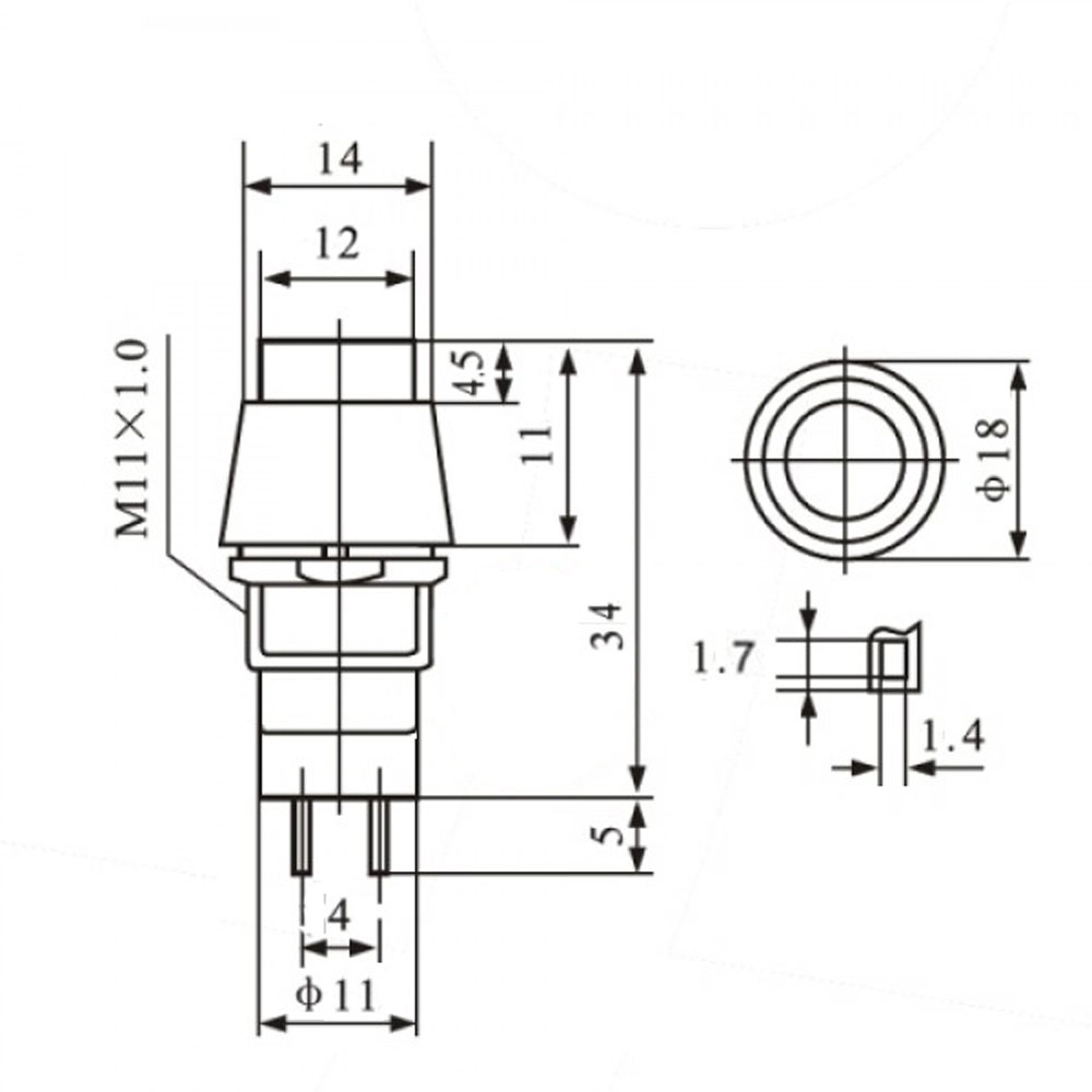 CHAVE BOTAO PUSH BOTTON PBS-11B SEM TRAVA -AS Componentes