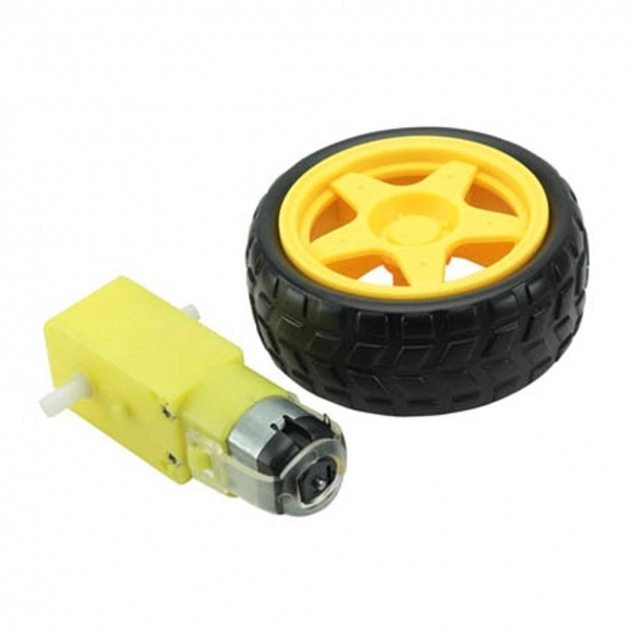 KIT MOTOR DC 3-6V COM CAIXA DE REDUCAO E RODA 68MM - AS COMPONENTES